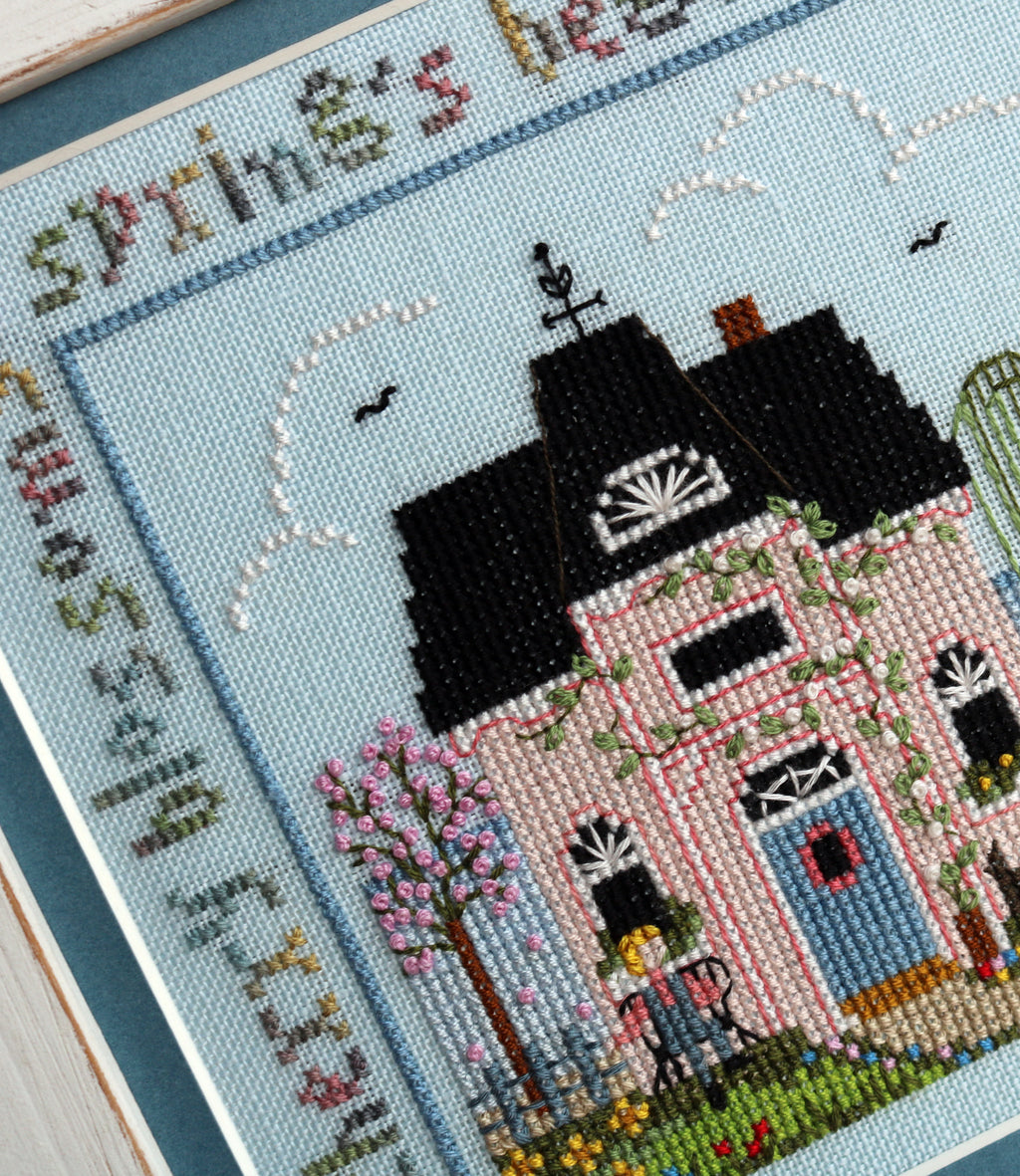 The Victoria Sampler Cherry Blossom Cottage Sampler Leaflet